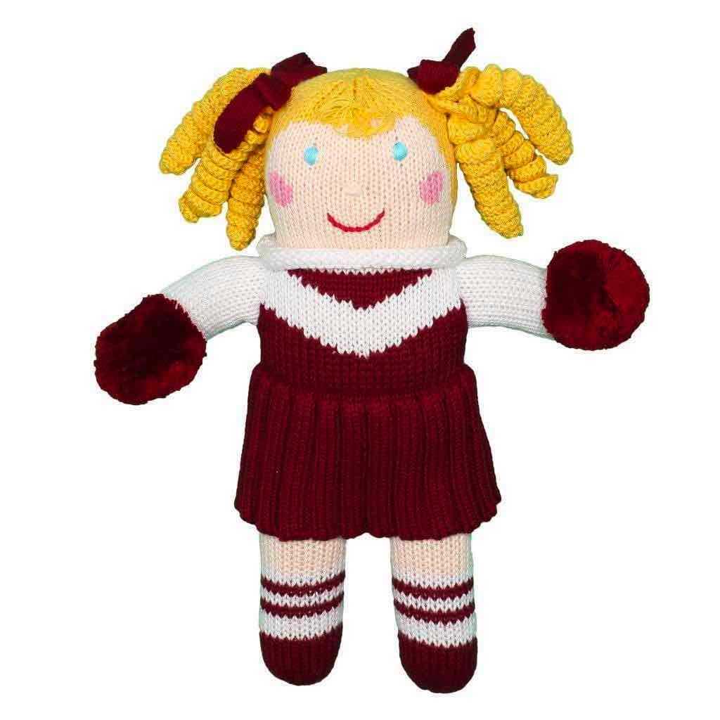 Cheerleader Knit Doll - Maroon & White – Miss Lillie Children's Boutique